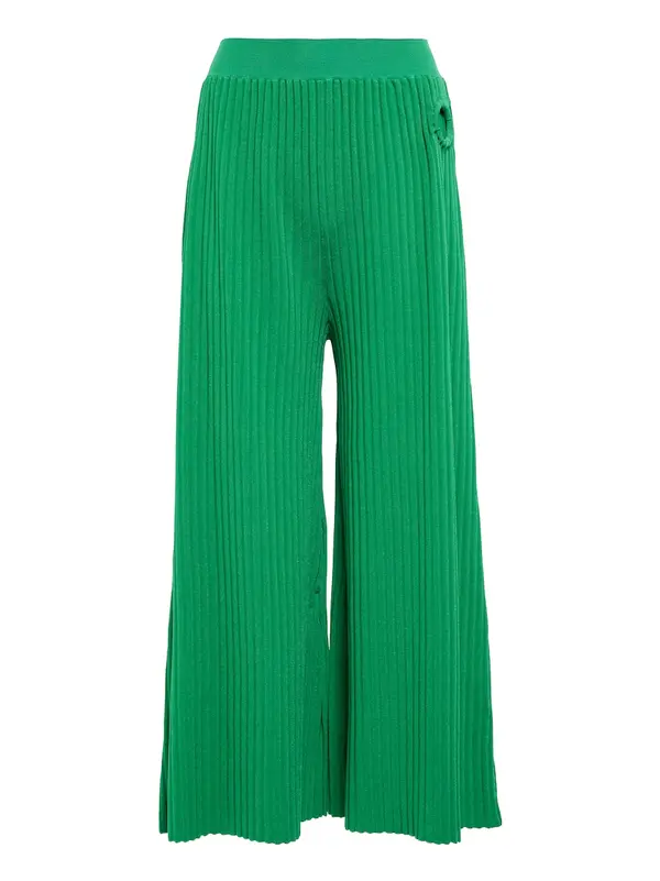 Stella McCartney Ribbed-knit Culottes - Green