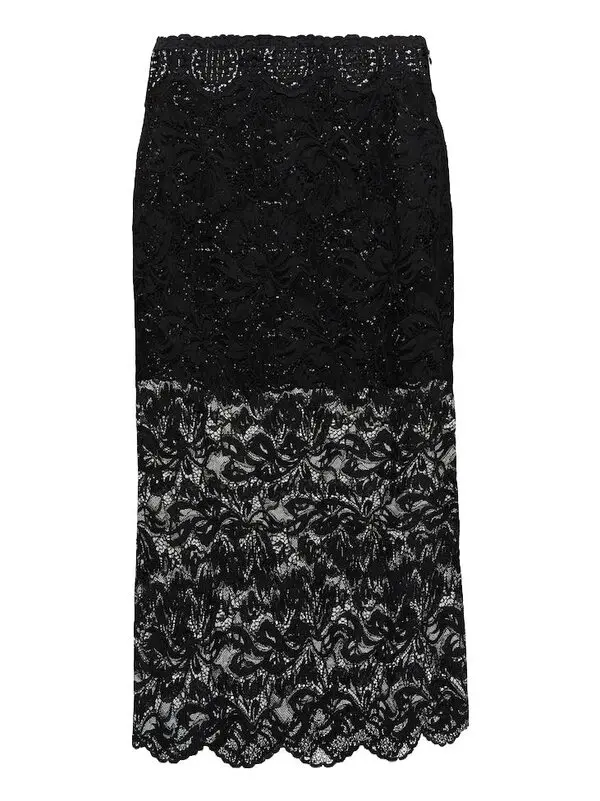 Rabanne Layered Lace Midi Skirt - Black