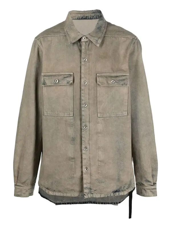 Rick Owens Stonewashed Denim Shirt - Grey