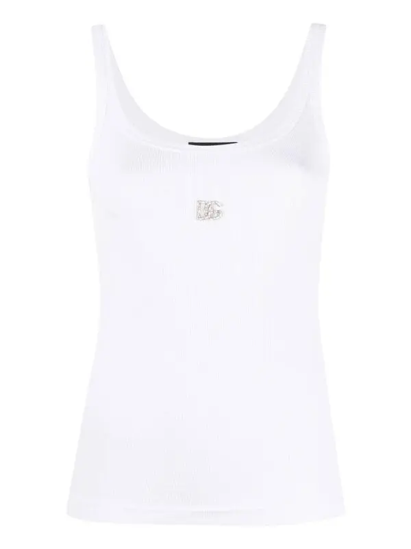 Dolce & Gabbana Crystal-embellished Tank Top - White