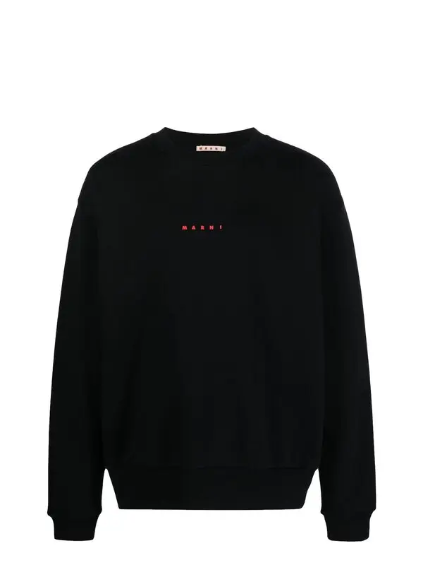 Marni Crew-neck Sweatshirt With Logo - Black