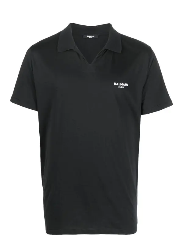 Balmain Wingtip-collar Cotton T-shirt - Black