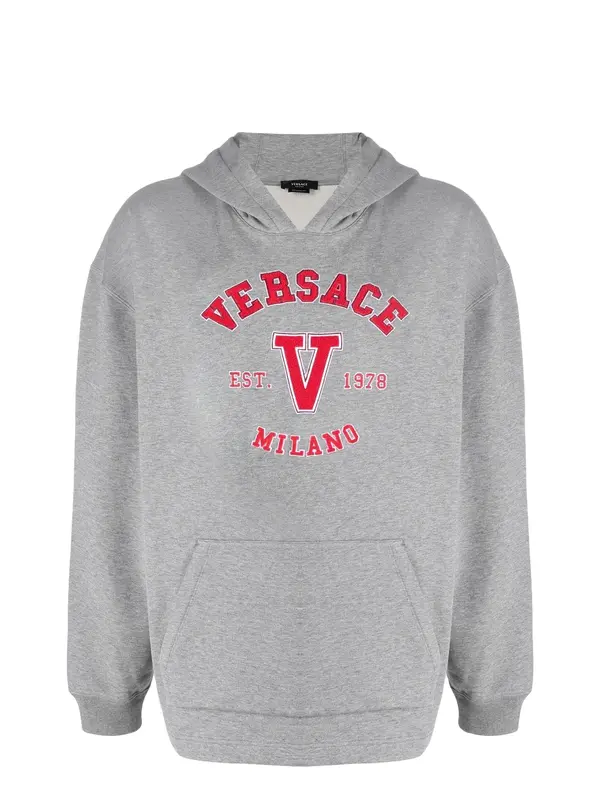 Versace Appliqué Logo Hoodie - Grey