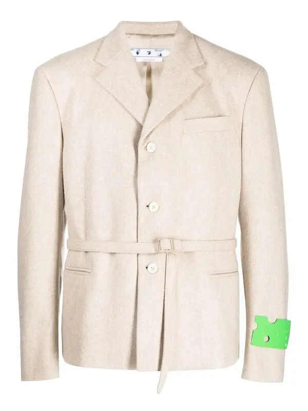 Off-White Buckle-fastened Single-breasted Blazer - Neutrals