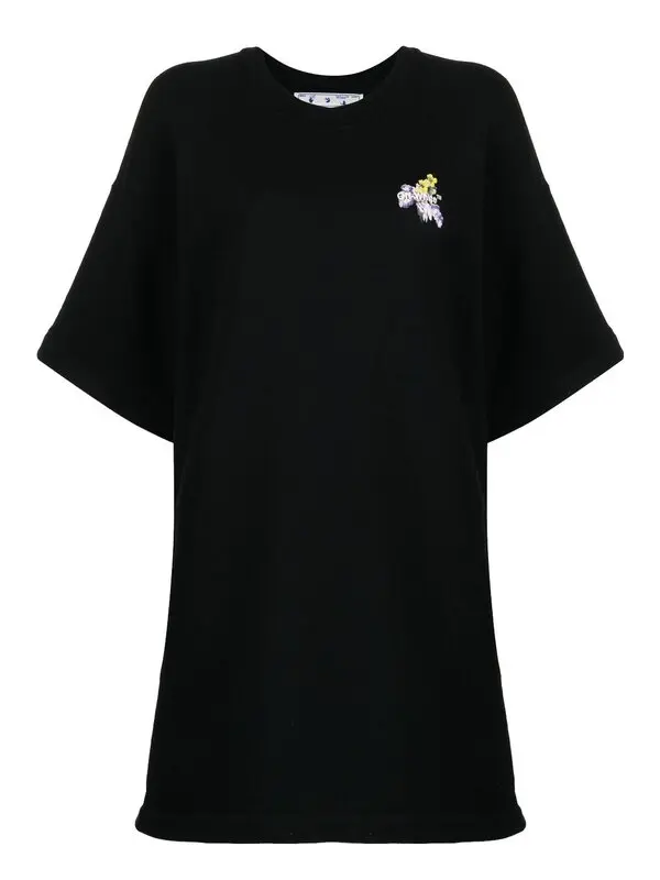 Off-White Floral Arrows T-shirt Dress - Black
