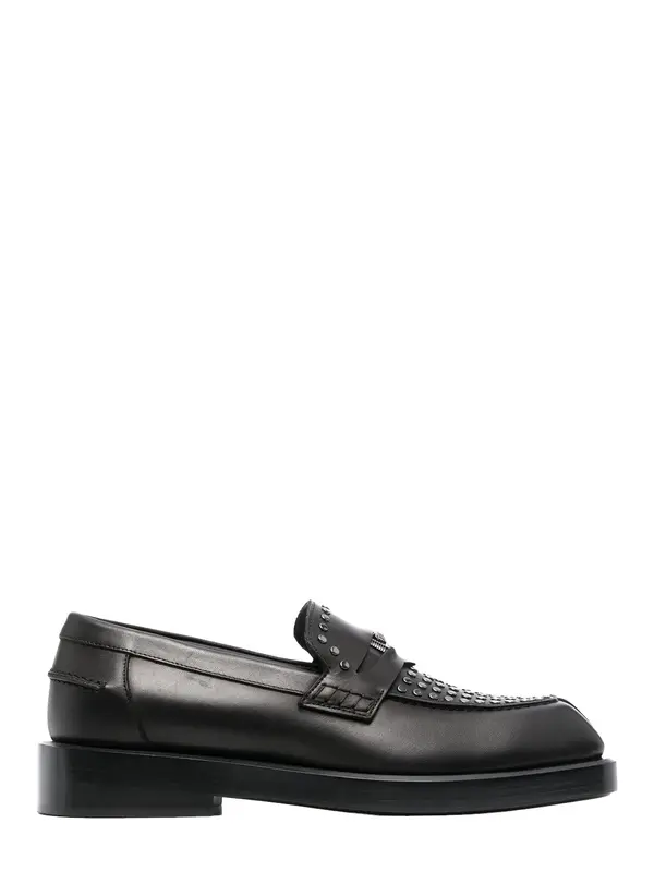 Versace Square-toe Studded Loafers - Black