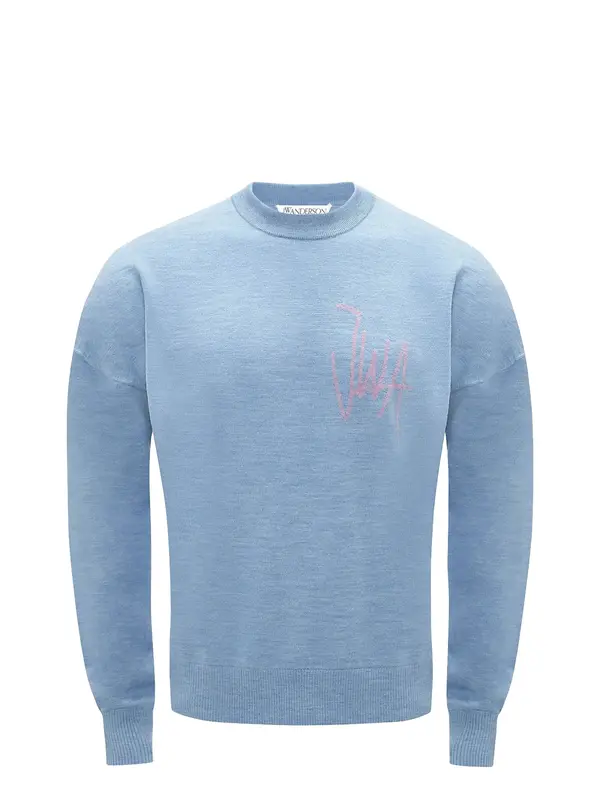 JW Anderson Logo-print Crew Neck Sweatshirt - Blue