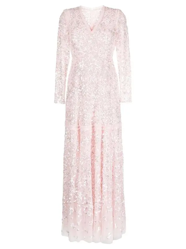 NEEDLE & THREAD Sequin-embellished Long Dress - Pink