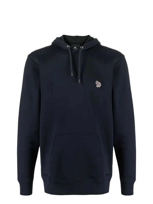 Paul Smith Logo-patch Long-sleeve Hoodie - Blue