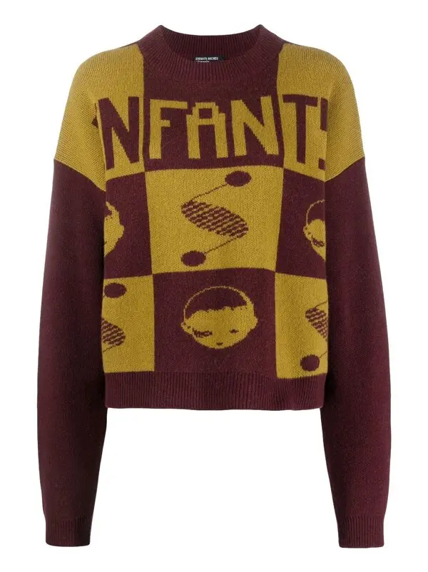 Enfants Riches Déprimés Intarsia Knit-logo Jumper - Red