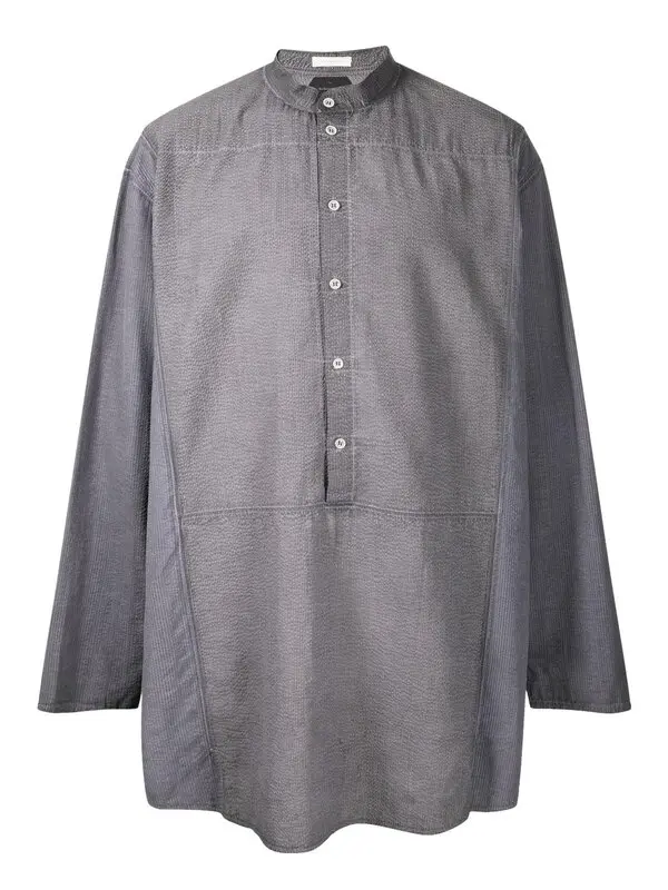 NICOLAS ANDREAS TARALIS Band-collar Cotton Shirt - Grey