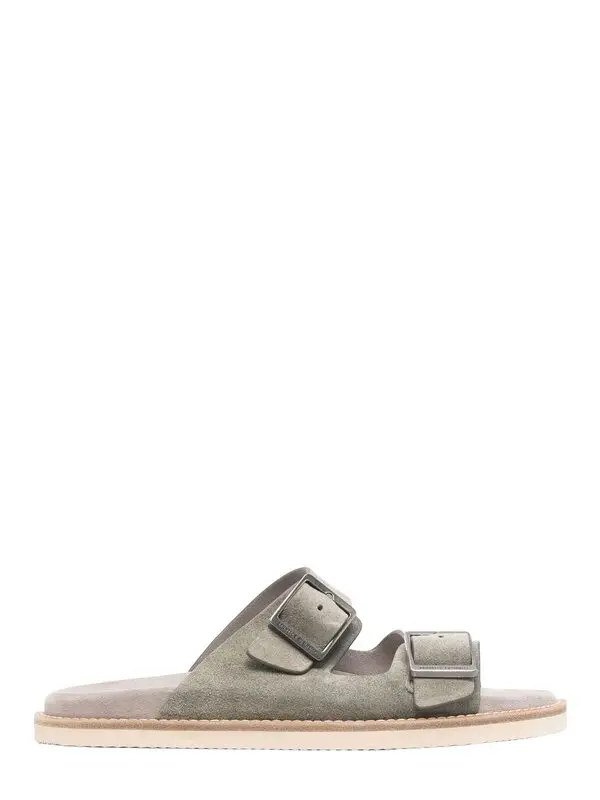Brunello Cucinelli Buckled-strap Slides - Green
