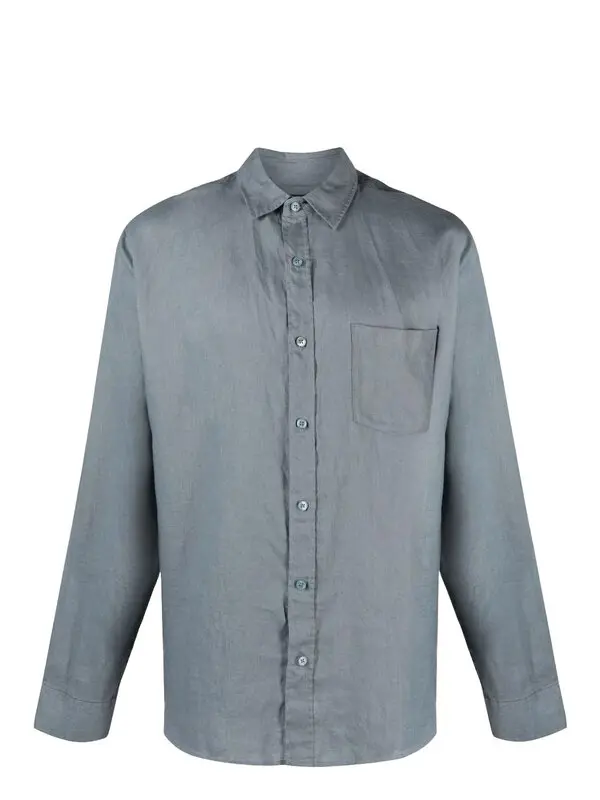 Vince Long-sleeve Linen Shirt - Blue