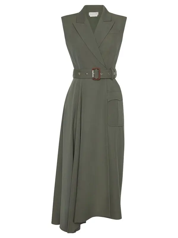 Alexander McQueen Tailored Wool Midi Dress - Green