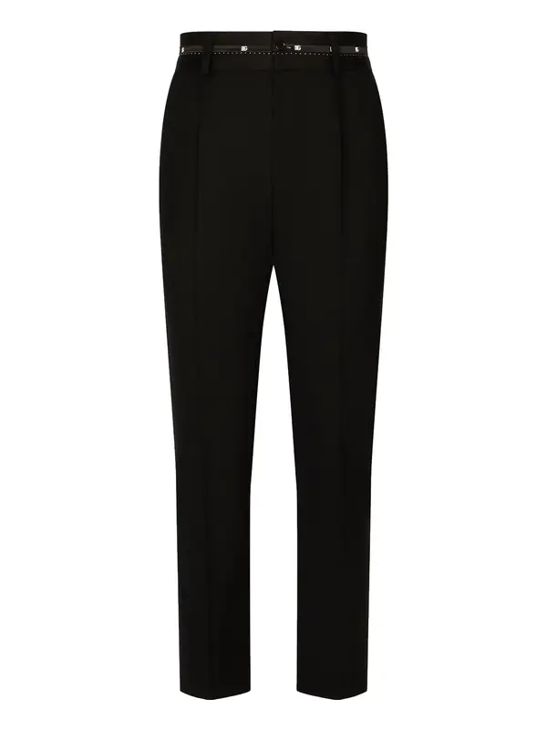 Dolce & Gabbana Logo-waistband Tailored Trousers - Black