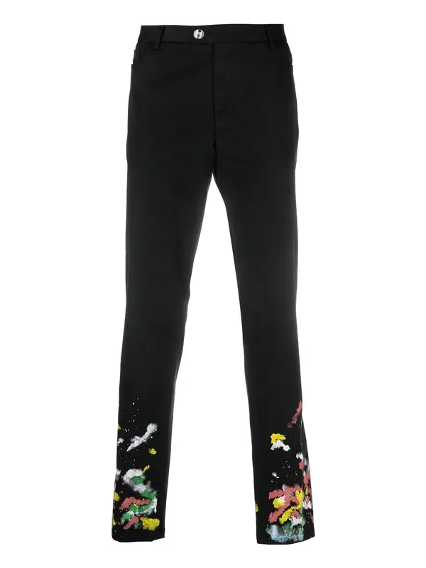 Philipp Plein Paint-splatter Effect Chinos - Black