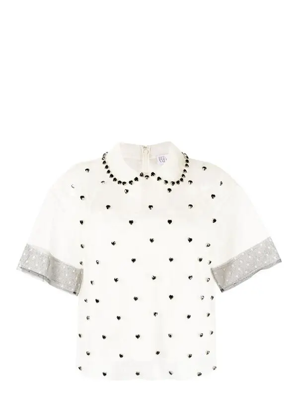 Red Valentino Crystal-embellished Silk Blouse - Neutrals