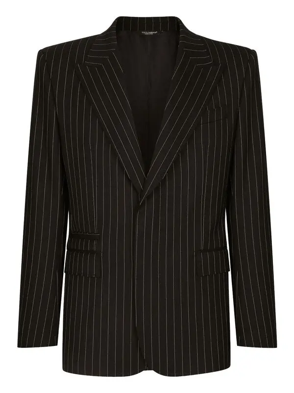 Dolce & Gabbana Sicilia-fit Pinstriped Single-breasted Blazer - Black