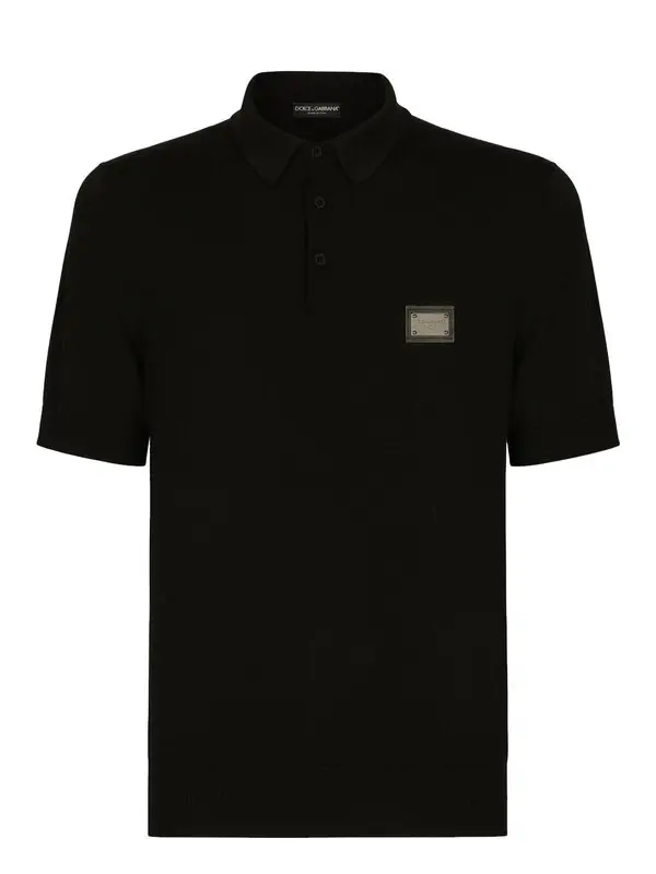 Dolce & Gabbana Logo-tag Virgin-wool Polo Shirt - Black