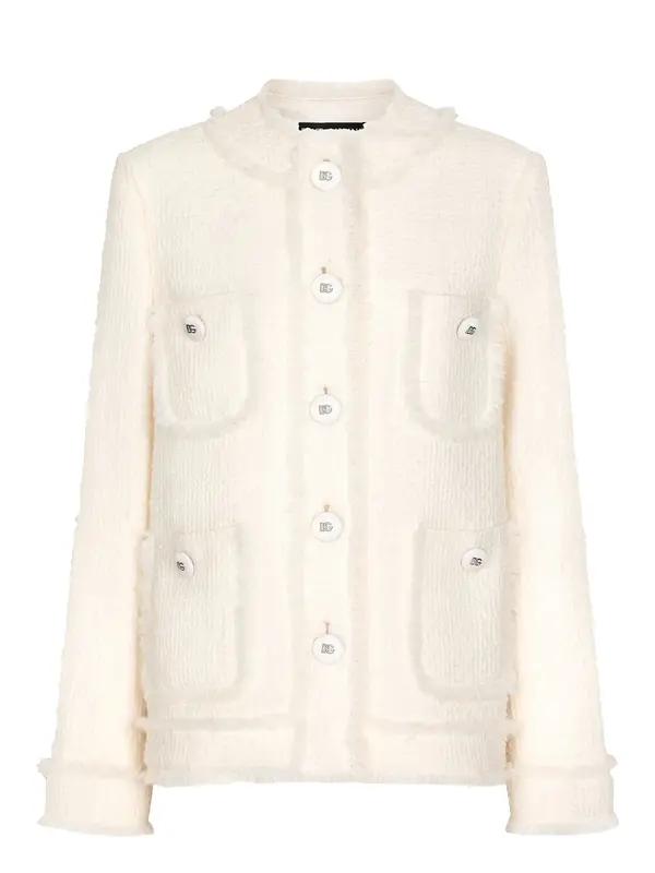 Dolce & Gabbana Single-breasted Tweed Jacket - Neutrals