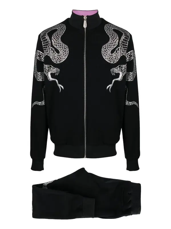 Philipp Plein Crystal Snake Track Suit - Black