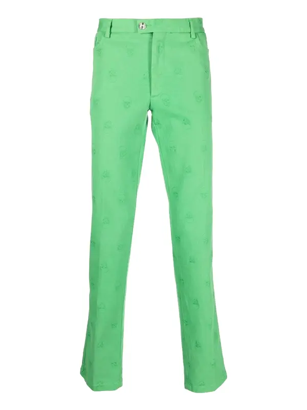 Philipp Plein Skull Embroidered Trousers - Green