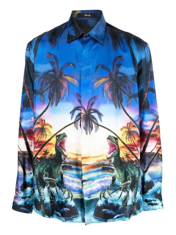 Philipp Plein Hawaii Printed Shirt - Blue