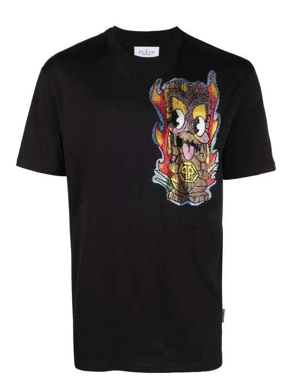 Philipp Plein Hawaii Embellished Short-sleeve T-shirt - Black