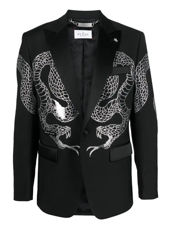 Philipp Plein Crystal-embellished Single-breasted Blazer - Black