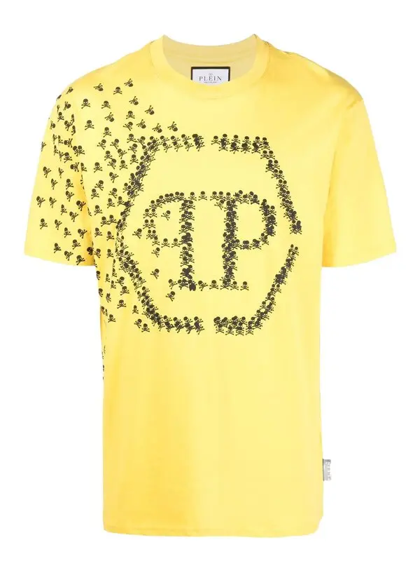 Philipp Plein Skull Bones Logo-print T-shirt - Yellow