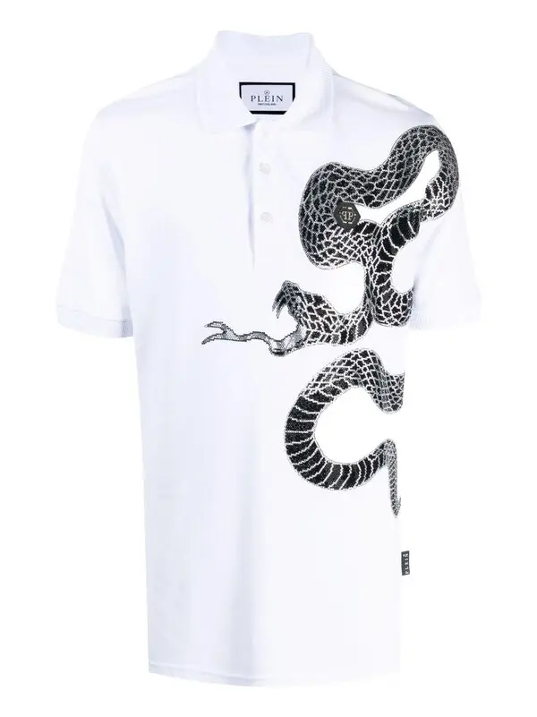 Philipp Plein Graphic Snake Polo Shirt - White