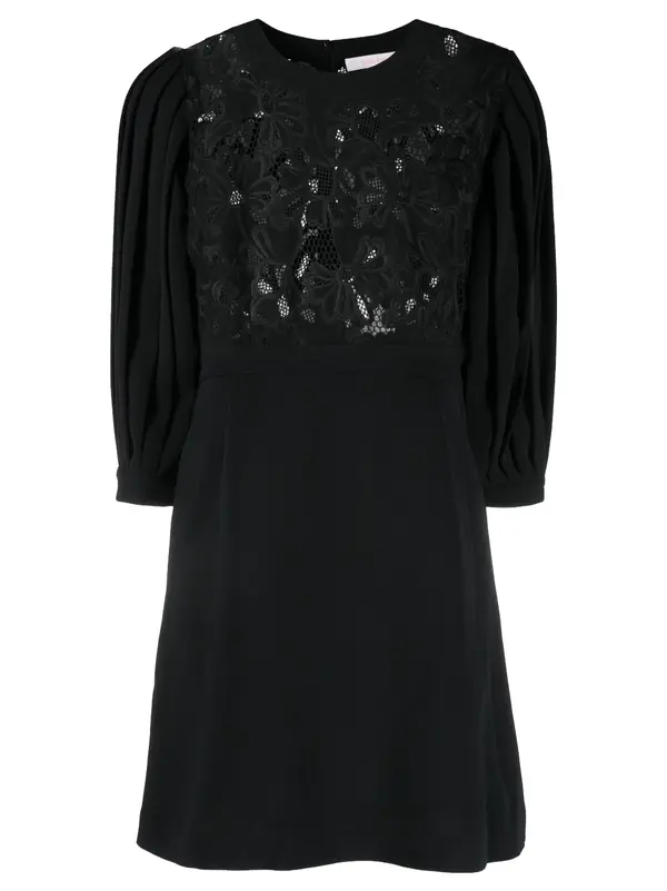 See By Chloé Floral-panelled Mini Dress - Black