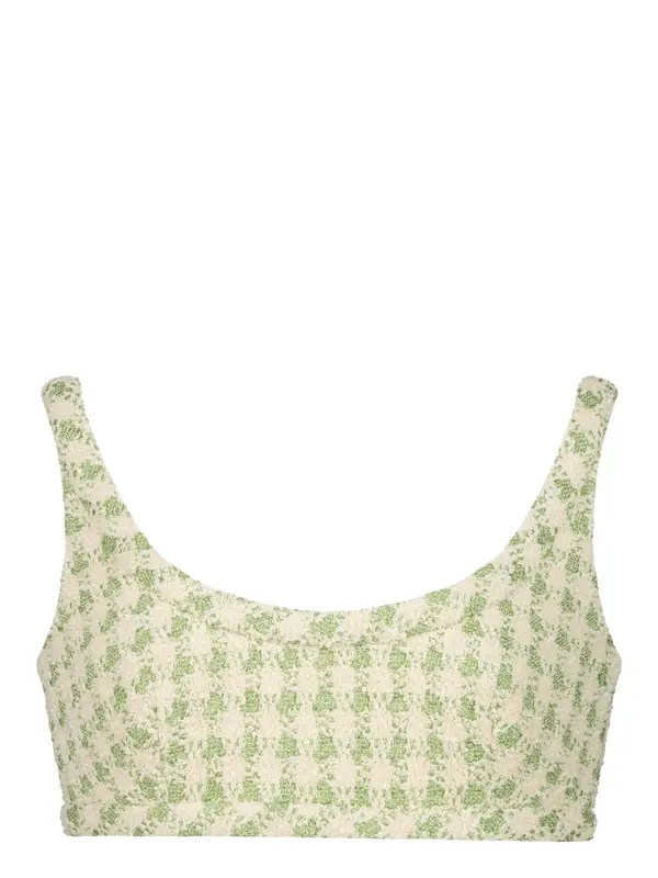 Giambattista Valli Check-pattern Tweed Crop Top - Green
