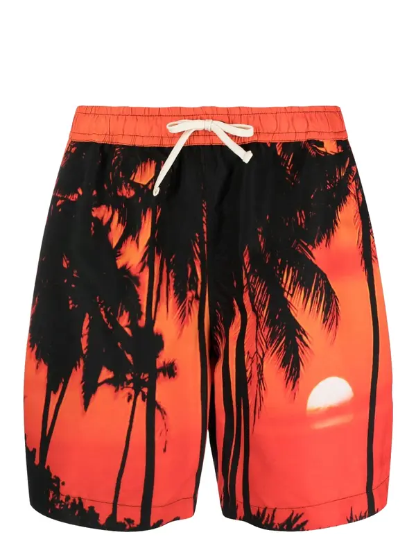 BLUE SKY INN Palm-tree Print Swim Shorts - Orange
