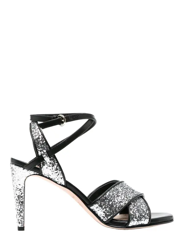 Red Valentino 95mm Glitter Ankle-strap Sandals - Grey