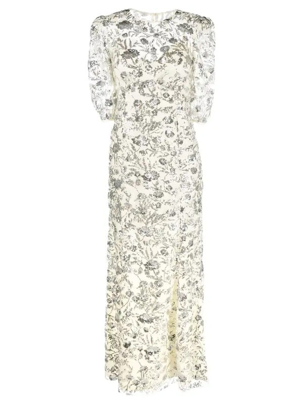 SELF-PORTRAIT Sequin-embellished Maxi Dress - Neutrals