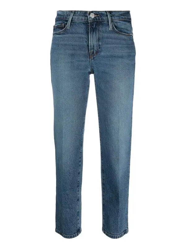 FRAME Cropped Straight Leg Jeans - Blue