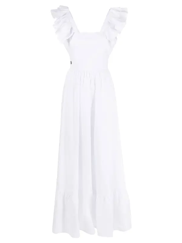 Philipp Plein Ruffle-detail Maxi Dress - White