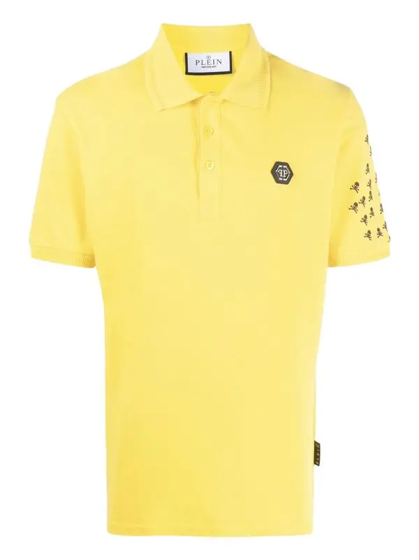 Philipp Plein Skull And Bones Cotton Polo Shirt - Yellow