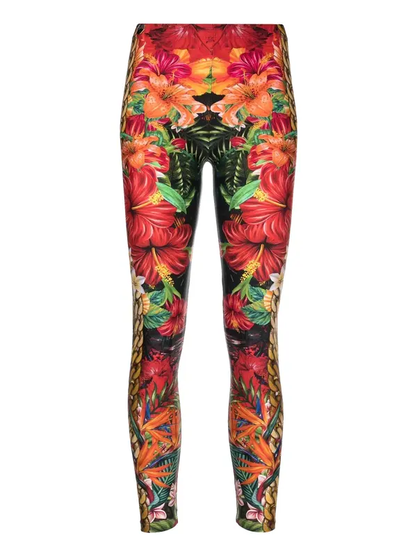 Philipp Plein Hawaii-print Leggings - Red