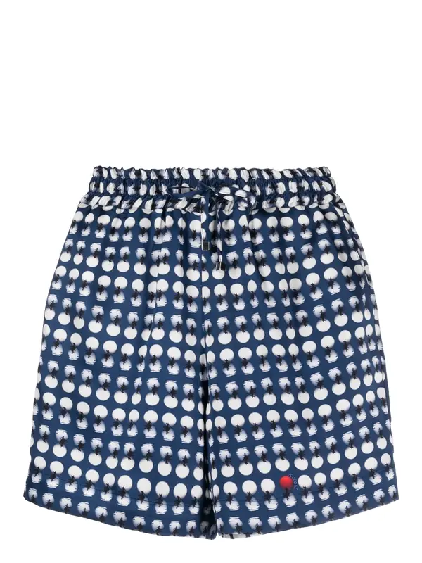 Kiton Spot-print Silk Shorts - Blue