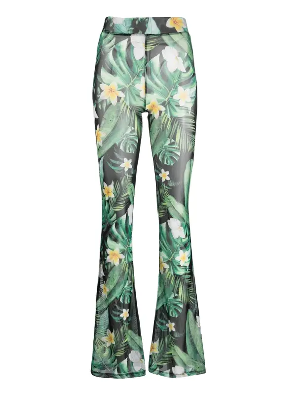 Philipp Plein Hawaii-print Flared Trousers - Green