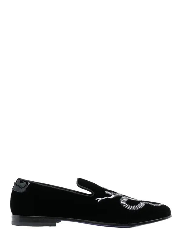Philipp Plein Crystal Snake Loafers - Black