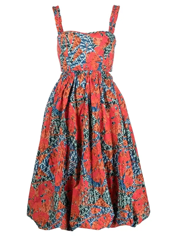 Ulla Johnson Graphic-print Sweetheart Neck Dress - Red