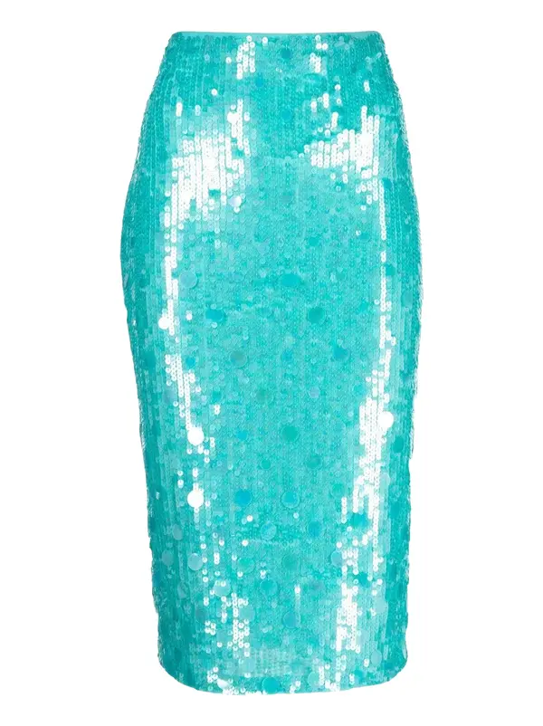 P.a.r.o.s.h Sequin-embellished Pencil Skirt - Blue