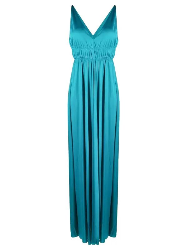 P.a.r.o.s.h V-neck Pleated Maxi Dress - Blue