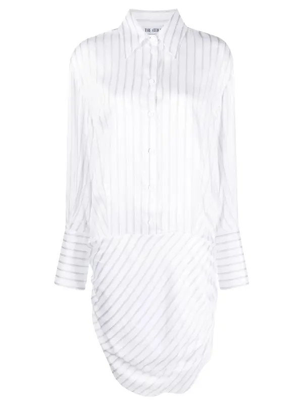 Attico Hatty Striped Shirt Dress - White