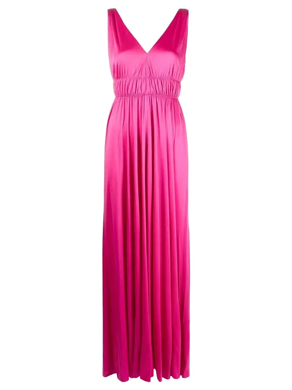 P.a.r.o.s.h V-neck Pleated Maxi Dress - Pink