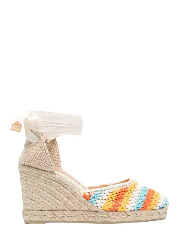 CastaÑer Carina 95mm Crochet Wedge Sandals - Orange