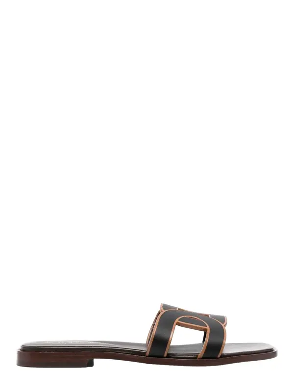 TOD'S Leather Logo Strap Sandals - Black
